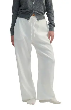 Almina Concept Front Tie Linen Pants - White