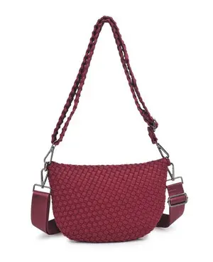 SOL AND SELENE Ethereal Woven Neoprene Crossbody Bag - Wine