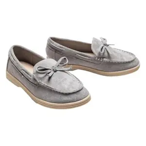MOUSTACHE Suede Moccasin Loafers - Gray