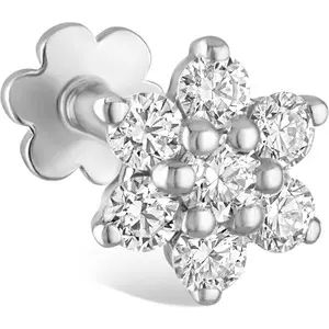 MARIA TASH Diamond Flower Threaded Stud Earring - White Gold