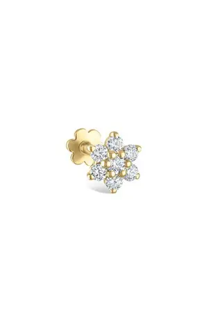 MARIA TASH Diamond Flower Threaded Stud Earring - Yellow Gold