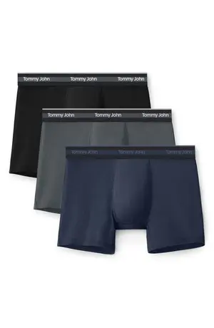 Tommy John 3-pack Comfort Micro 4-inch Boxer Briefs - Black/ Turbulence/ Dress Blues