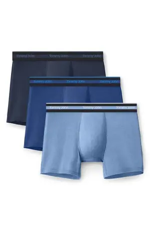 Tommy John 3-pack Comfort Micro 4-inch Boxer Briefs - Dress Blues/blue Quartz/dutch Canal