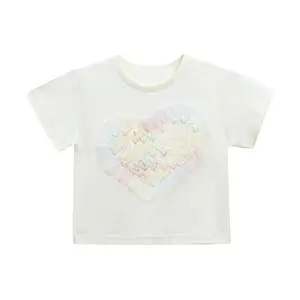 MIMI TUTU Rainbow Heart Applique T-shirt
