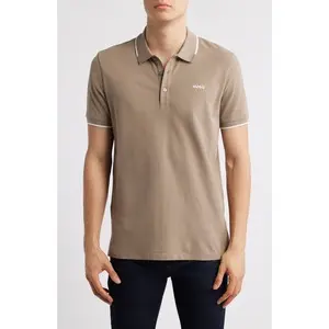 Hugo Dino Tipped Polo Medium Brown