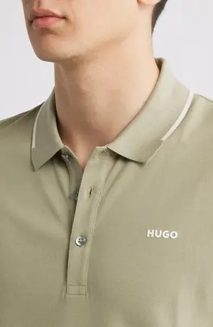 Hugo Dino Tipped Polo - Open Green