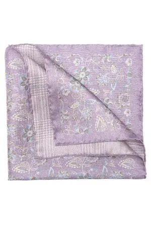 ELIZABETTA Enzodouble Sided Silk Pocket Square For - Lavender
