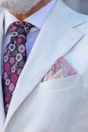 ELIZABETTA Enzodouble Sided Silk Pocket Square For - Pink