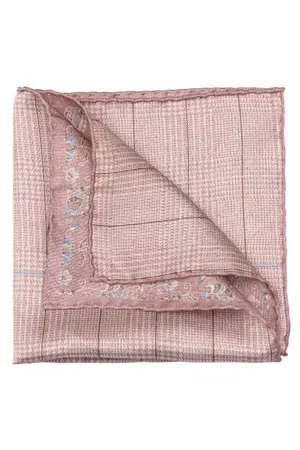 ELIZABETTA Enzodouble Sided Silk Pocket Square For - Pink