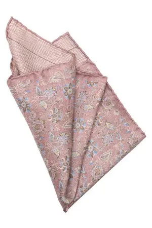 ELIZABETTA Enzodouble Sided Silk Pocket Square For - Pink