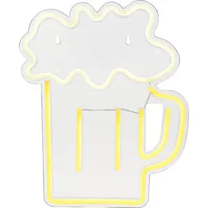 NORTHLIGHT Led Beer Mug Neon Lighted Wall Art13 - Yellow