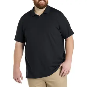 OAK HILL BY DXL Big & Tall 37.5® Technology Notched Performance Polo Shirt - Black