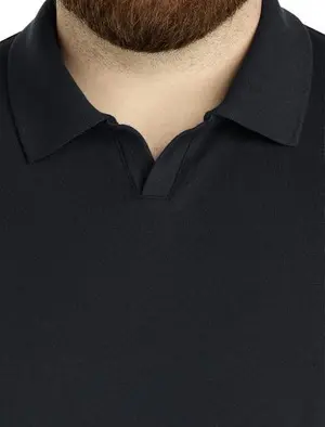 OAK HILL BY DXL Big & Tall 37.5® Technology Notched Performance Polo Shirt - Black