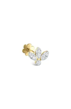 MARIA TASH Invisible Diamond Lotus Threaded Stud Earring - Yellow Gold