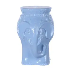 JONATHAN Y Orla 18.5" Modern Bohemian Elephant Ceramic Garden Stool - Blue