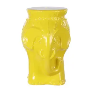 JONATHAN Y Orla 18.5" Modern Bohemian Elephant Ceramic Garden Stool - Yellow