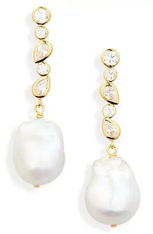 Completedworks Pitter-patter Freshwater Pearl Drop Earrings - 18ct Gold Plated