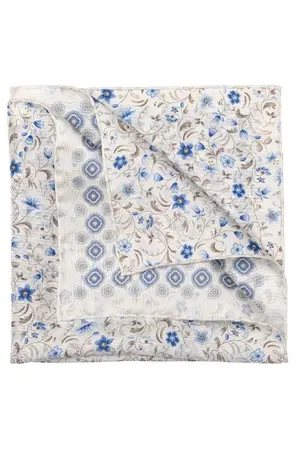 ELIZABETTA Italodouble Sided Silk Pocket Square For - Blue