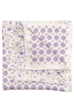 ELIZABETTA Italodouble Sided Silk Pocket Square For - Lavender