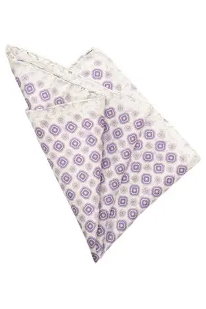 ELIZABETTA Italodouble Sided Silk Pocket Square For - Lavender