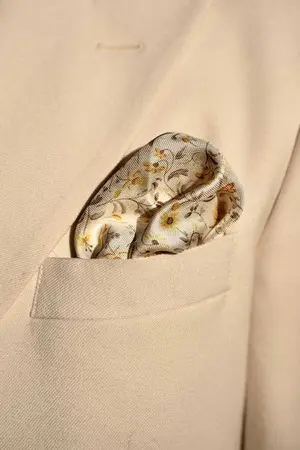 ELIZABETTA Italodouble Sided Silk Pocket Square For Men Yellow