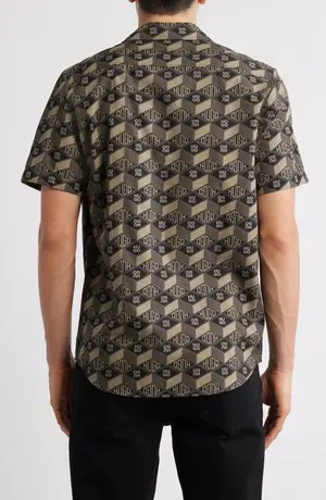 Hugo Ellino Logo Print Camp Shirt - Black