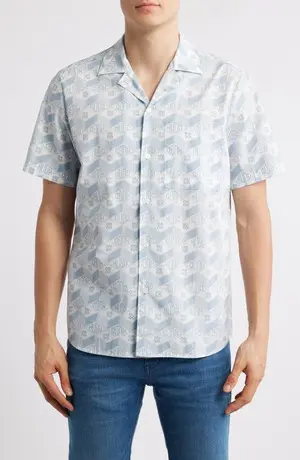 Hugo Ellino Logo Print Camp Shirt