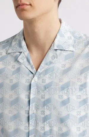 Hugo Ellino Logo Print Camp Shirt