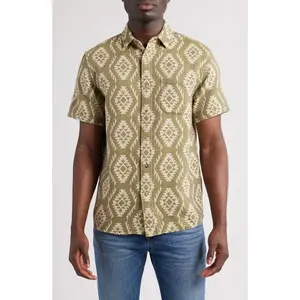 Pendleton Gateway Print Short Sleeve Cotton Button-up Shirt - Cascadia Green