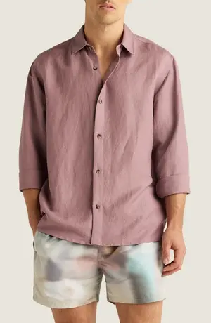 AUTO-REPLY™ Andrew Linen Blend Button-up Shirt - Clay
