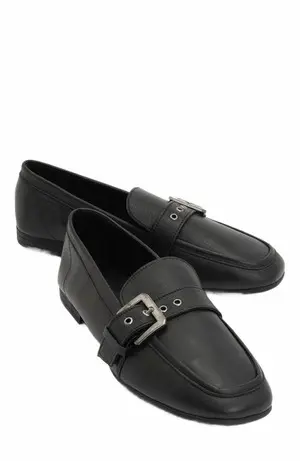 FOREVER & ALWAYS SHOES Jade Leather Loafers - Black Leather