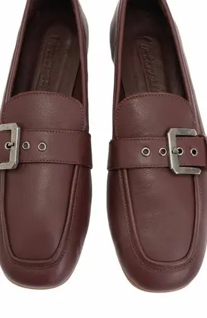 FOREVER & ALWAYS SHOES Jade Leather Loafers - Burgundy Brown Leather