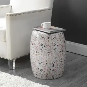JONATHAN Y Chiara 17.5" Terrazzo Ceramic Garden Stool