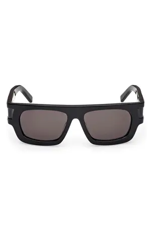 Mcm 54mm Rectangle Sunglasses - Shiny Black / Smoke