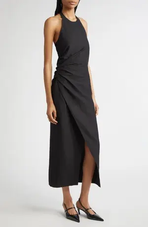 A.L.C. Sylvie Halter Neck Linen-blend Dress - Black