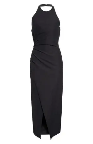 A.L.C. Sylvie Halter Neck Linen-blend Dress - Black