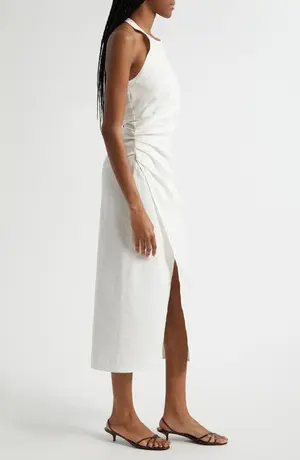 A.L.C. Sylvie Halter Neck Linen-blend Dress - White