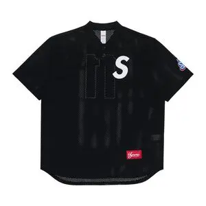 Supreme Logo Baseball Henley - Black