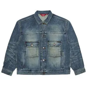 Supreme Distressed Selvedge Trucker Jacket - Blue
