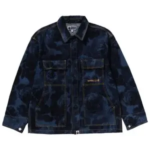 A BATHING APE Floral Camo Jacquard Denim Work Jacket