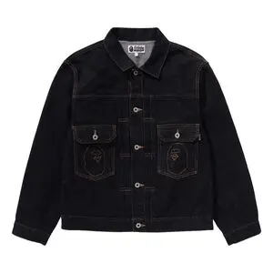 A BATHING APE Ape Head Denim Jacket - Blue