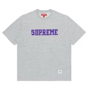 Supreme Twill Appliqué Short-sleeve Top 'heather - Grey