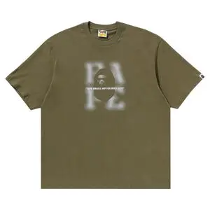 A BATHING APE Blur Logo Relaxed Fit Tee 'olive Drab - Green