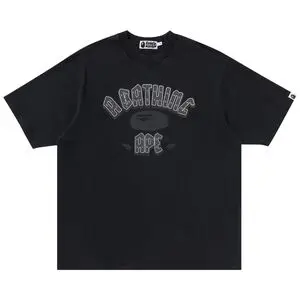 A BATHING APE Garment Dye Rhinestone Logo Relaxed Fit Tee 'charcoal - Black