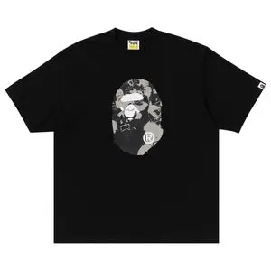 A BATHING APE Shark Seijin Ape Head Relaxed Fit Tee - Black