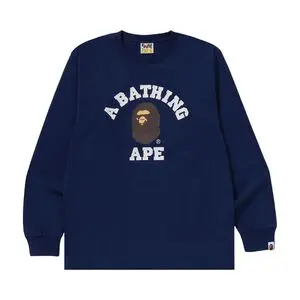 BAPE College Long-sleeve Tee 'navy' Blue