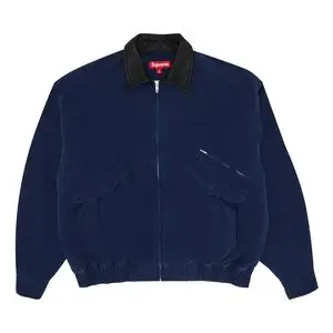 Supreme Leather Collar Utility Jacket - Blue
