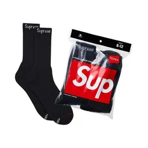 Supreme X Hanes Crew Socks - Black