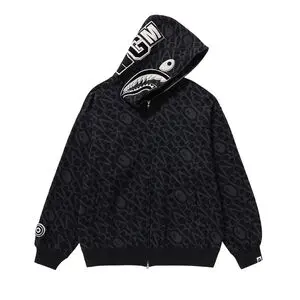 A BATHING APE Sport Monogram Shark Hoodie - Black