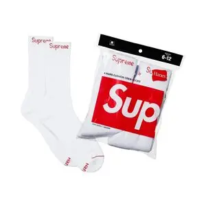 Supreme X Hanes Crew Socks - White